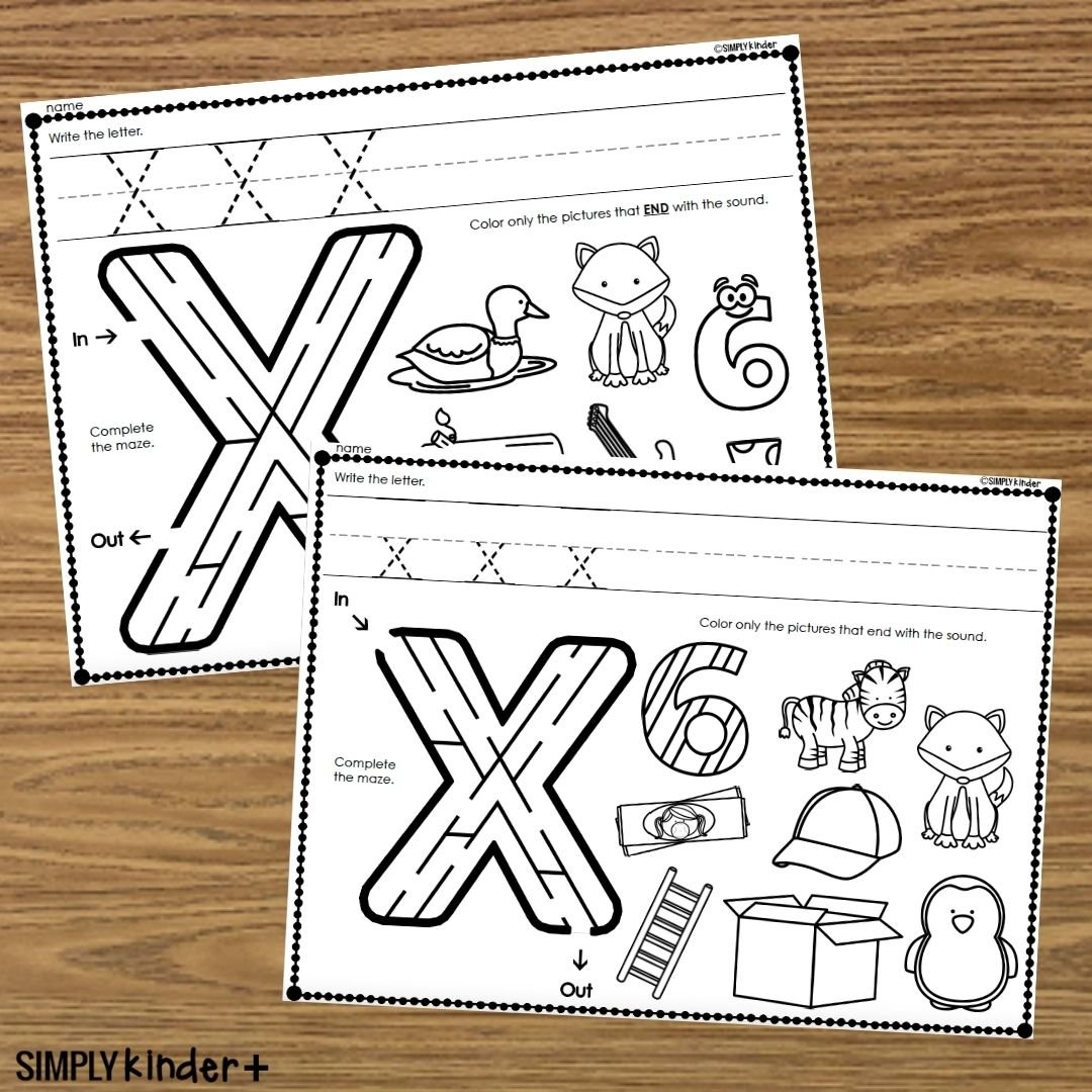 Letter X Alphabet Mazes - Simply Kinder + Printable Membership