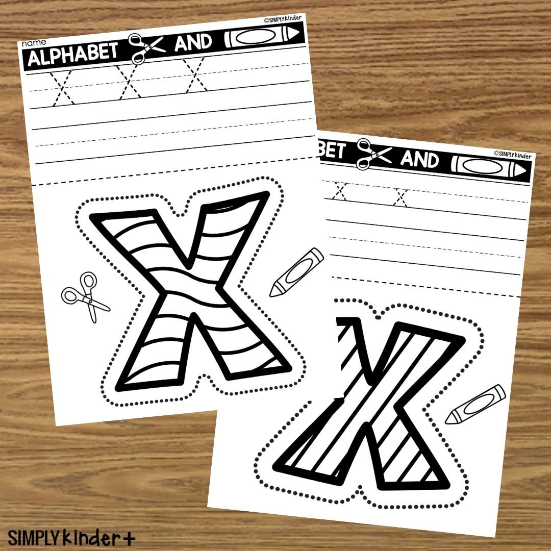 Letter X Cut and Color - Simply Kinder + Printable Membership