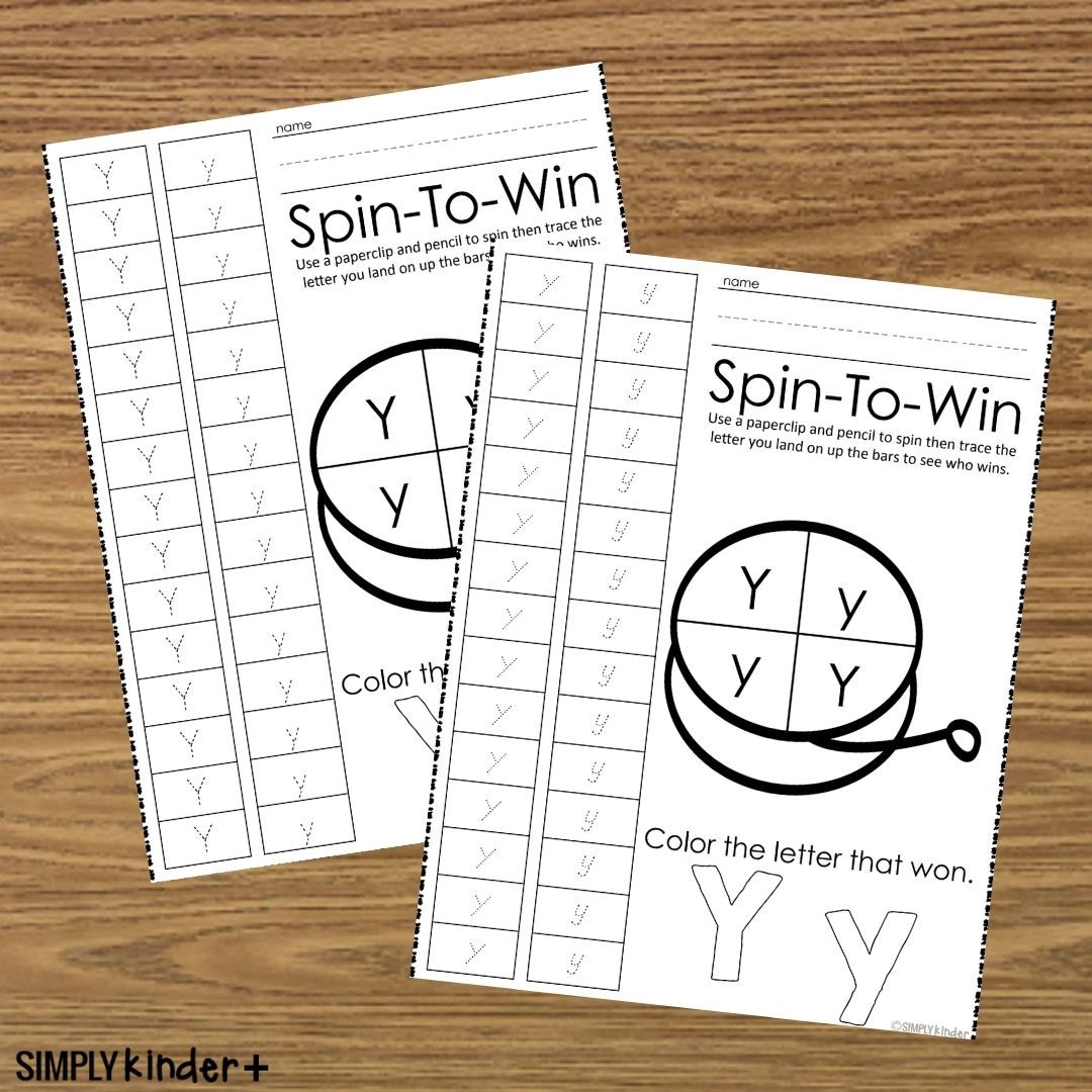 Letter Y Spin To Win - Simply Kinder + Printable Membership