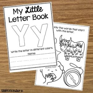 Letter Y Little Letter Books - Simply Kinder + Printable Membership
