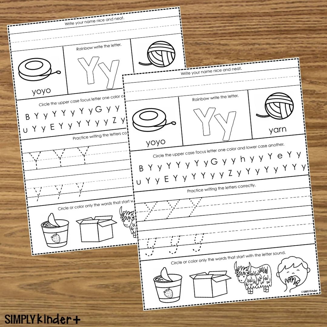 Letter Y Practice Alphabet Page - Simply Kinder + Printable Membership