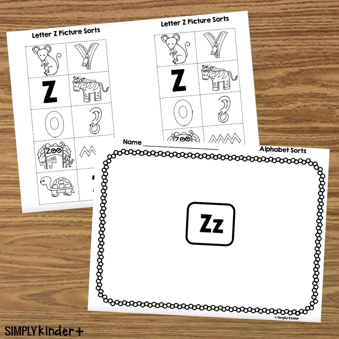 Letter Z Alphabet Sort - Simply Kinder + Printable Membership