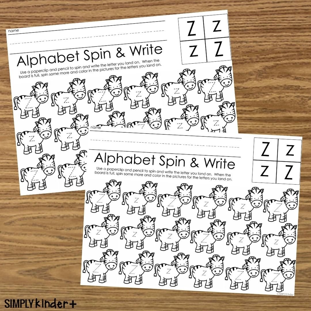 Letter Z Spin And Write - Simply Kinder Plus