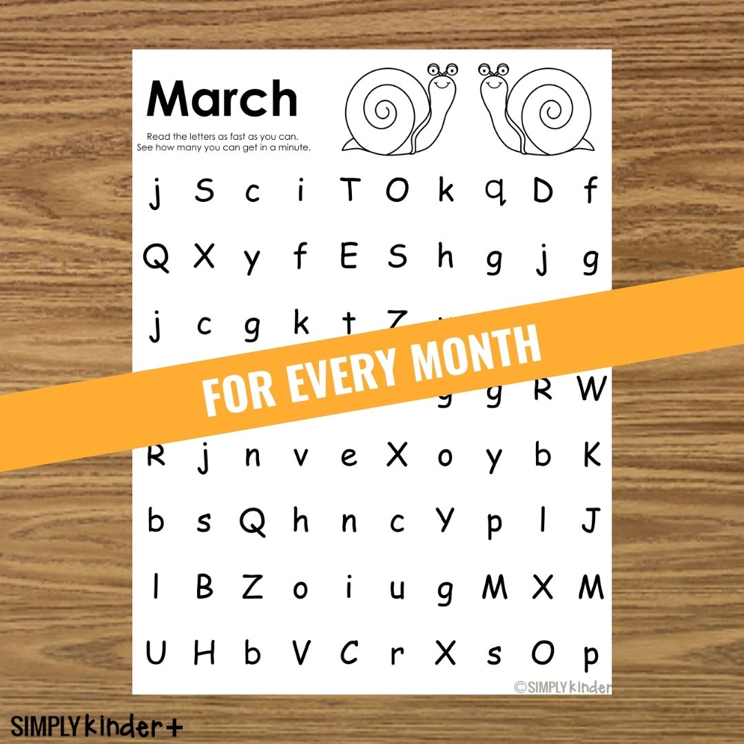 March Alphabet Letter Naming Fluency - Simply Kinder + Printable Membership