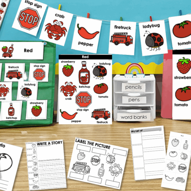 The Color Red Word Bank Writing Center - Simply Kinder + Printable ...