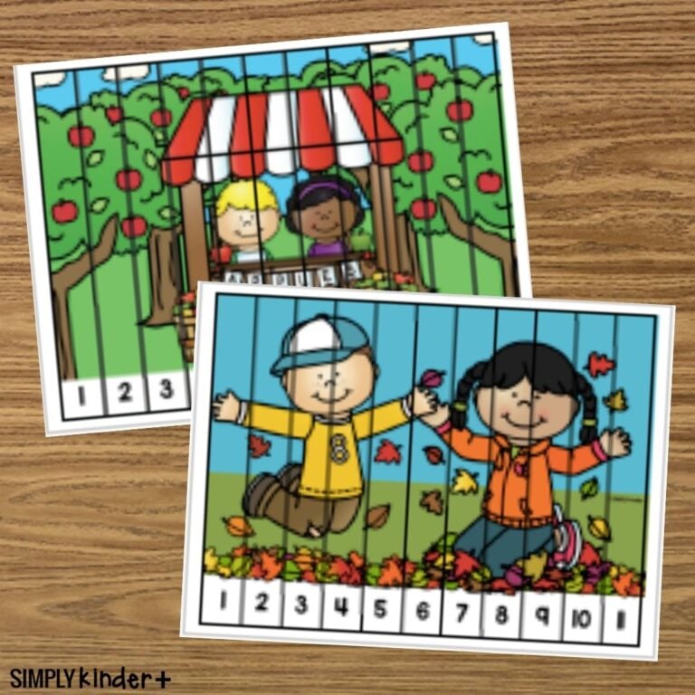 11 Letter Name Fall Picture Puzzles - Simply Kinder + Printable Membership