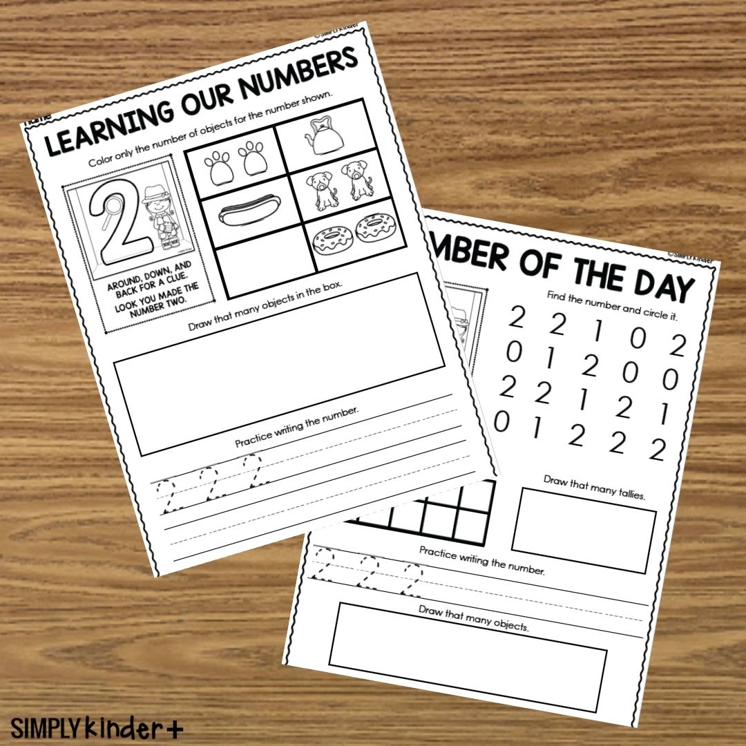 Number 2 (Two) Practice Pages - Simply Kinder + Printable Membership