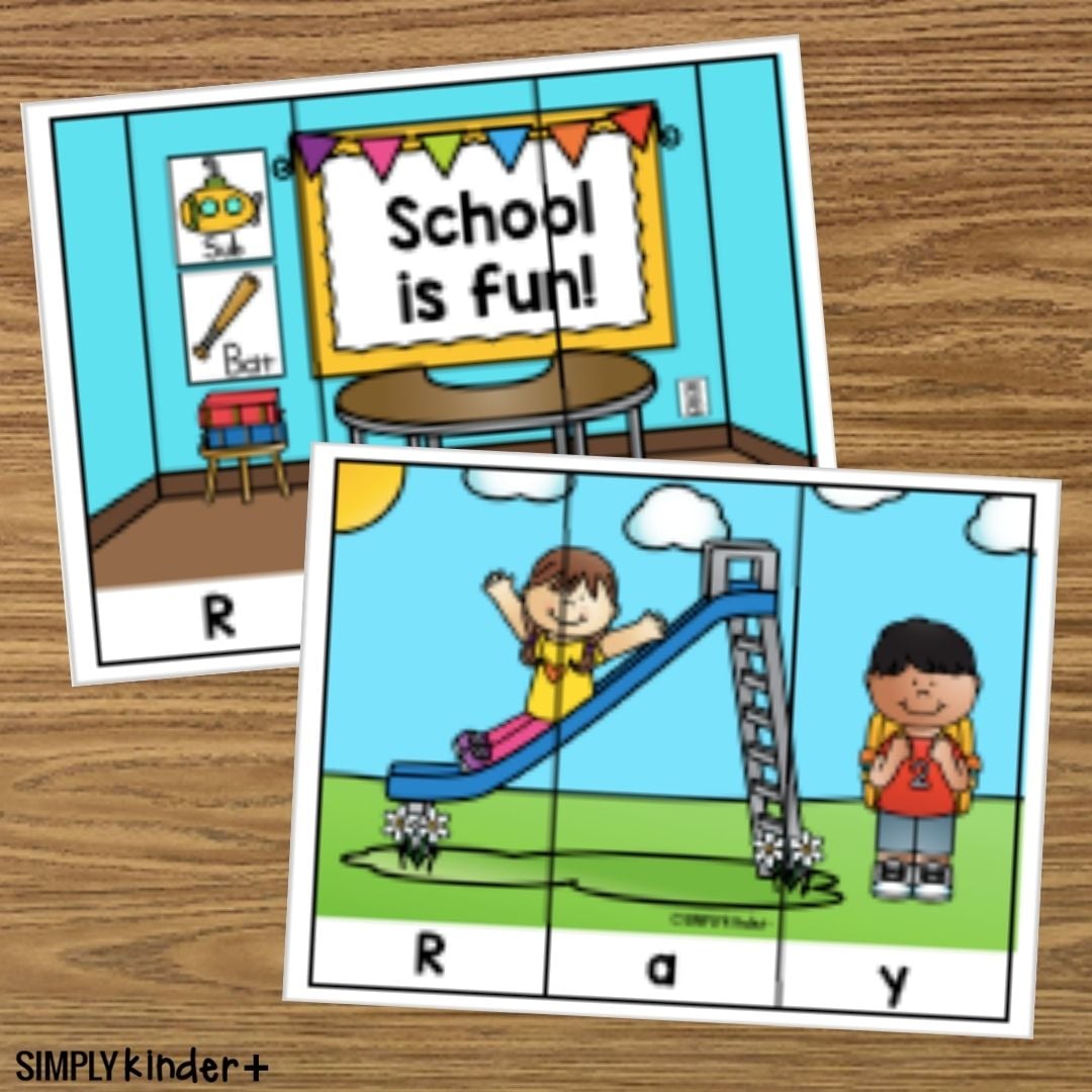 3 Letter Name School Picture Puzzles - Simply Kinder + Printable Membership