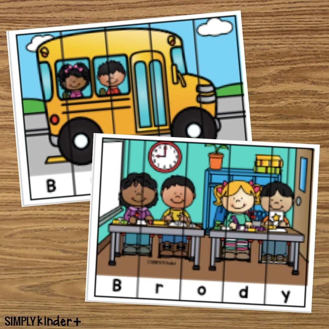 5 Letter Name School Picture Puzzles - Simply Kinder + Printable Membership