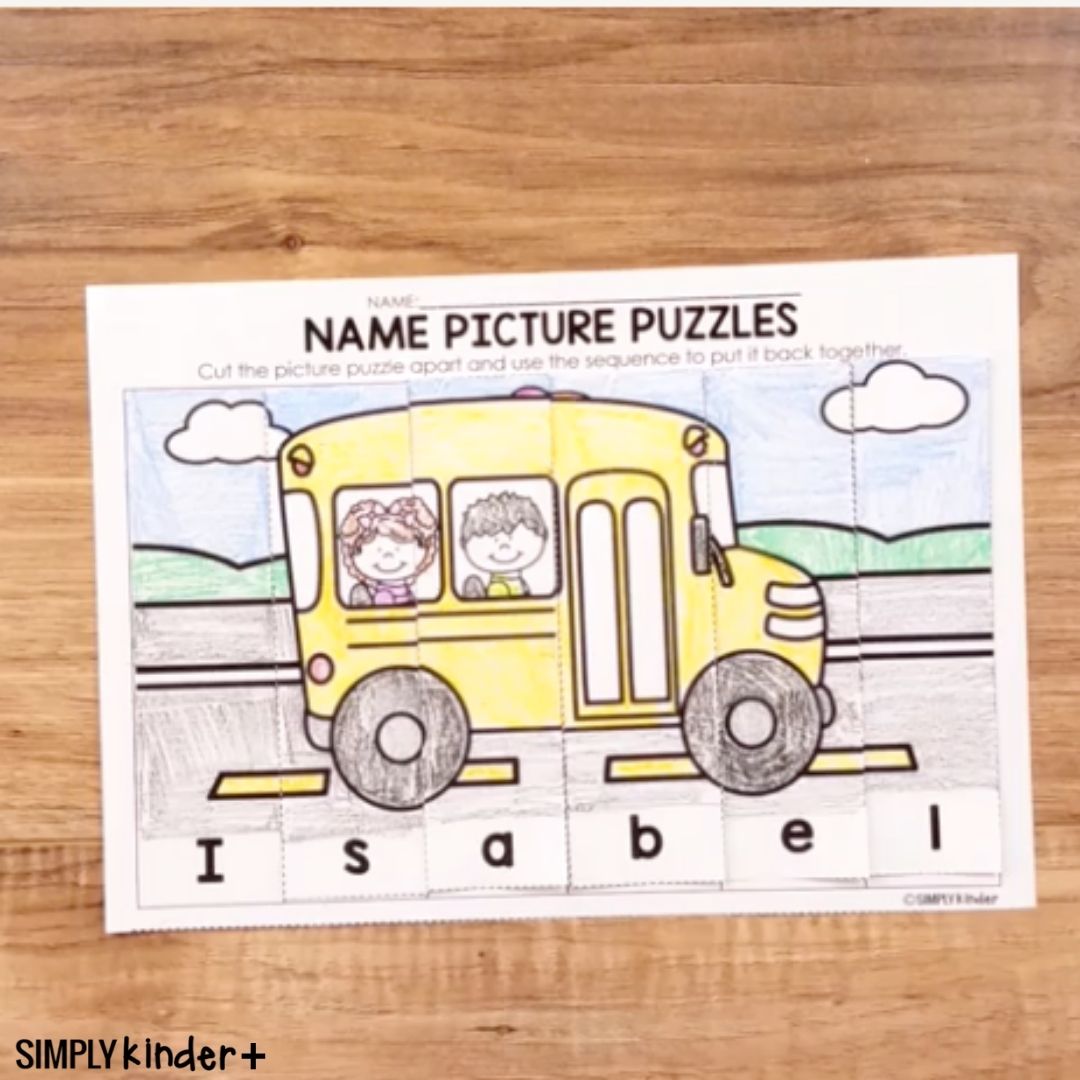 6 Letter Name School Picture Puzzles - Simply Kinder + Printable Membership