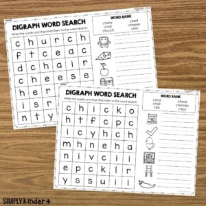 CH Digraph Word Search - Simply Kinder + Printable Membership