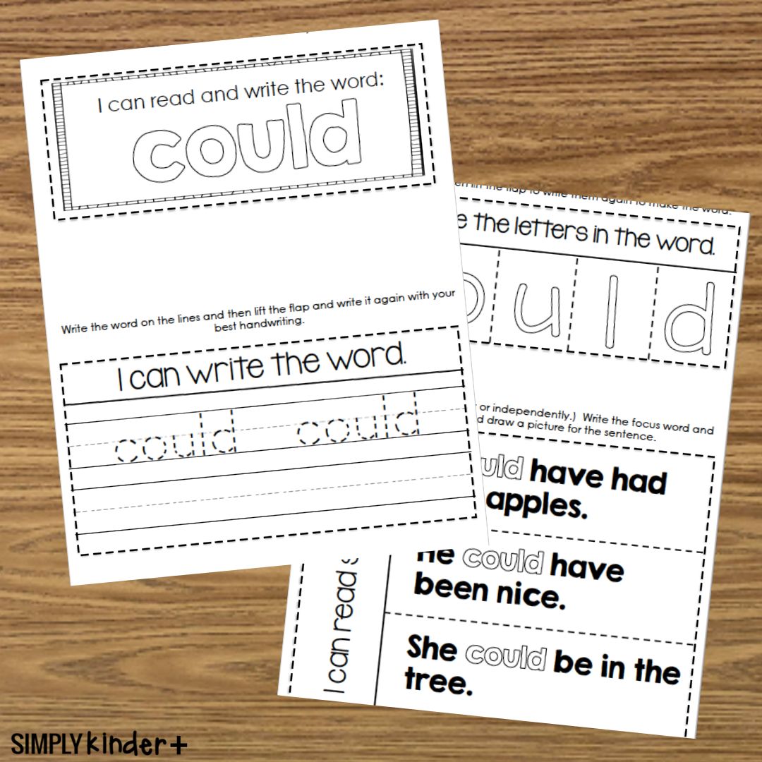 Could Sight Word Interactive Notebooks - Fry, Dolch - Simply Kinder Plus