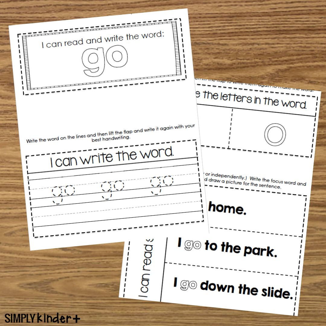 Go Sight Word Interactive Notebooks - Fry, Dolch PrePrimer - Simply ...