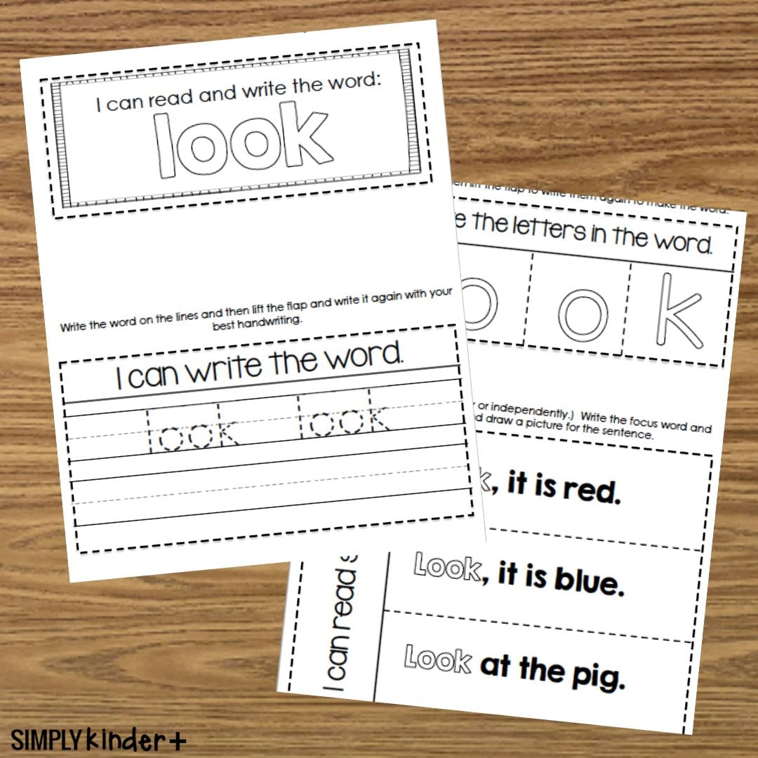 Look Sight Word Interactive Notebook - Fry, Dolch PrePrimer - Simply ...