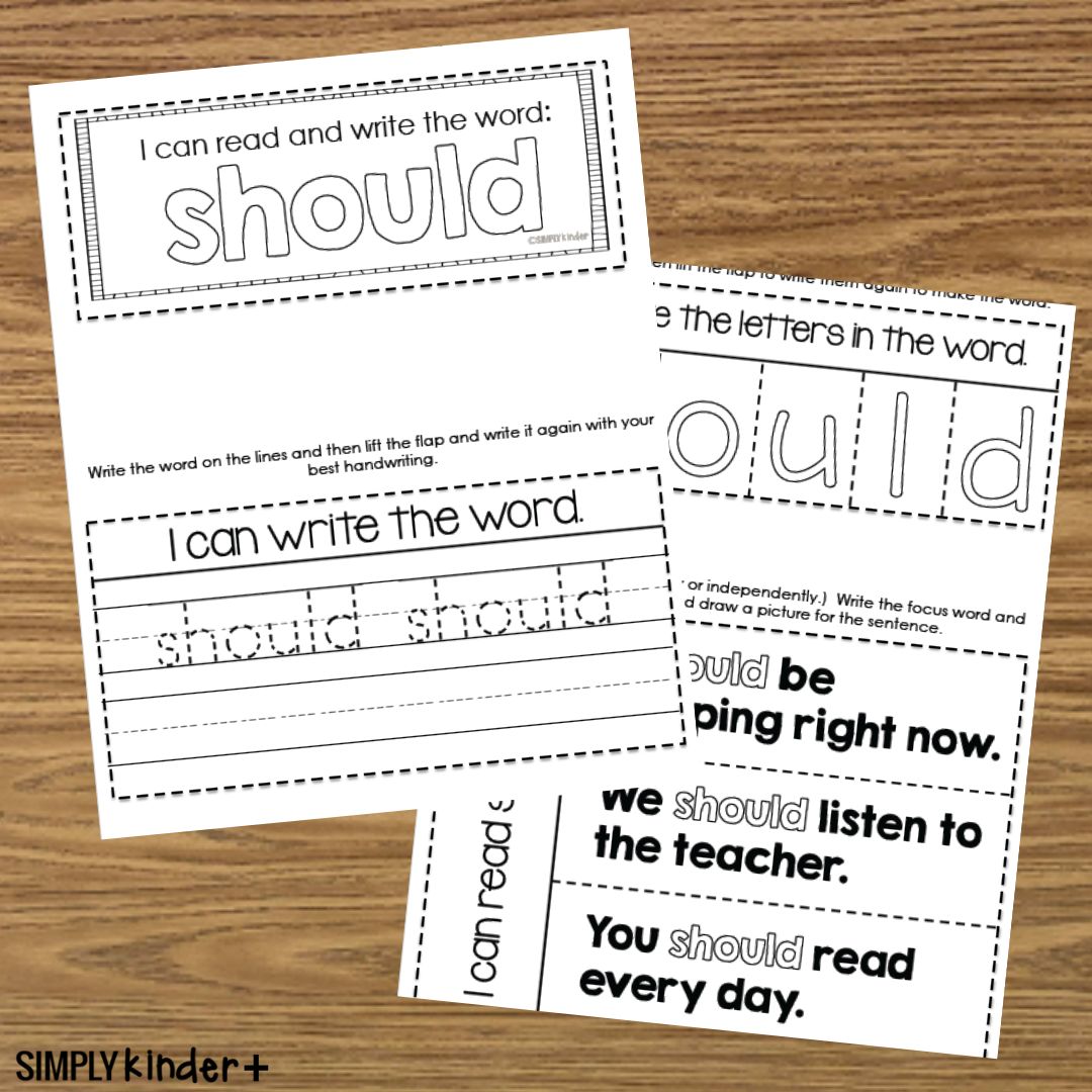 Should Sight Word Interactive Notebook - Fry - Simply Kinder Plus