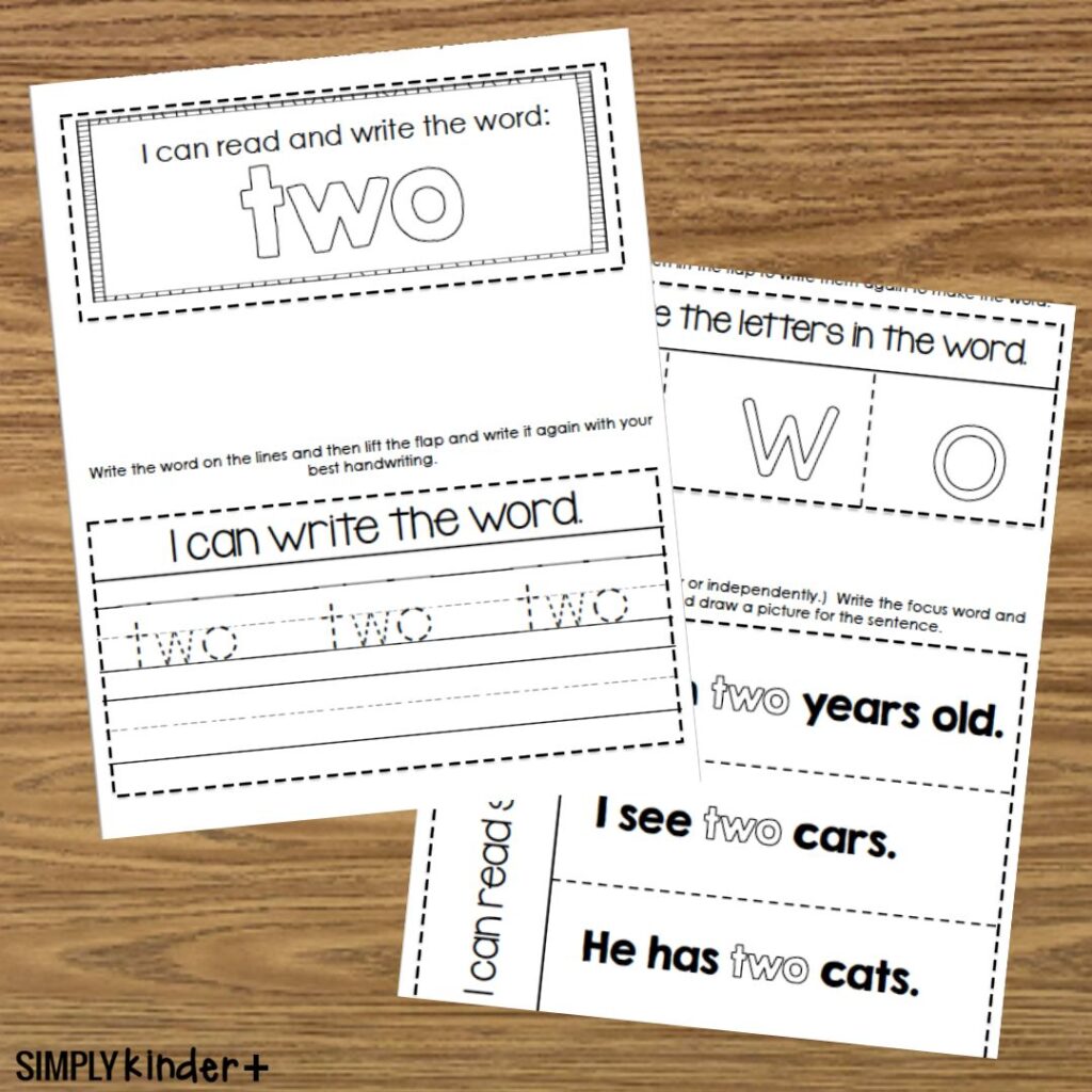 Two Sight Word Interactive Notebook - Fry, Dolch PrePrimer - Simply ...