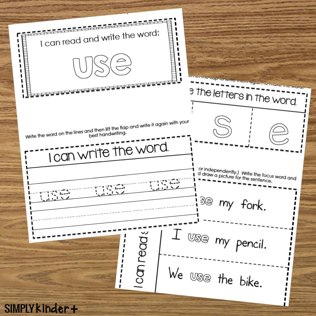 Use Sight Word Interactive Notebooks - Fry, Dolch - Simply Kinder Plus