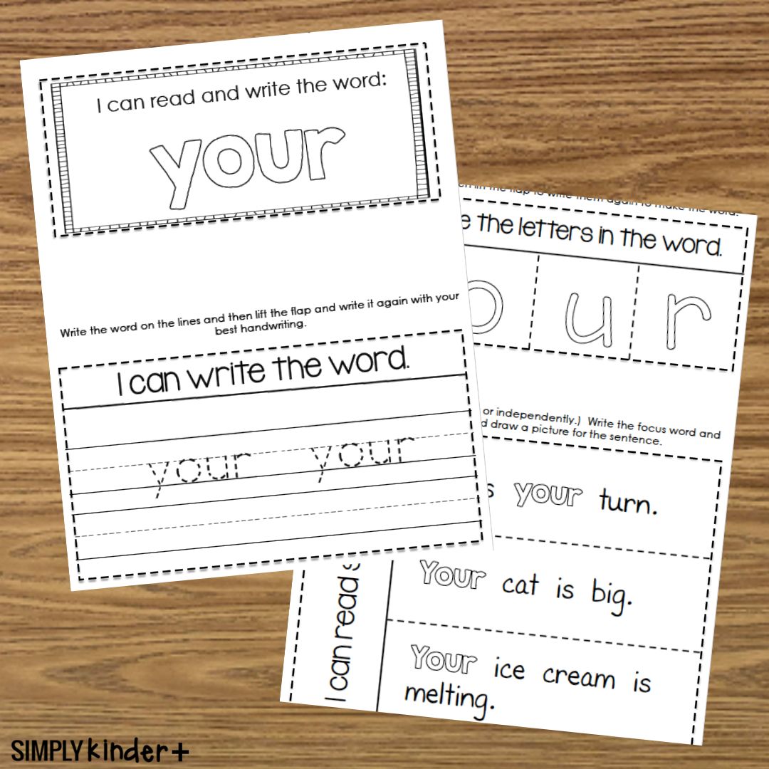 Your Sight Word Interactive Notebooks - Fry, Dolch - Simply Kinder Plus
