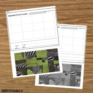 Letter Z Nonfiction Alphabet Picture Puzzle - Simply Kinder + Printable ...