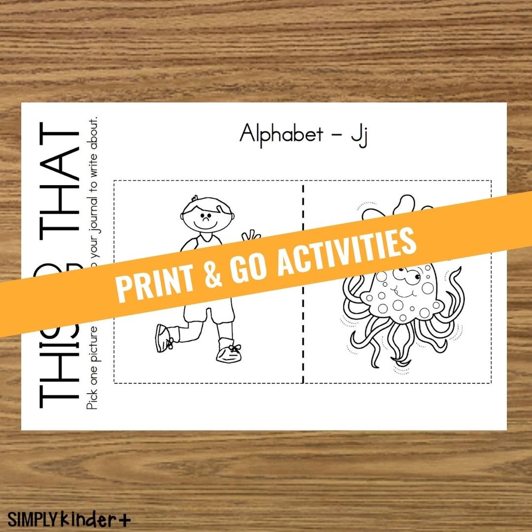 Letter J Alphabet This or That Writing Prompts - Simply Kinder Plus