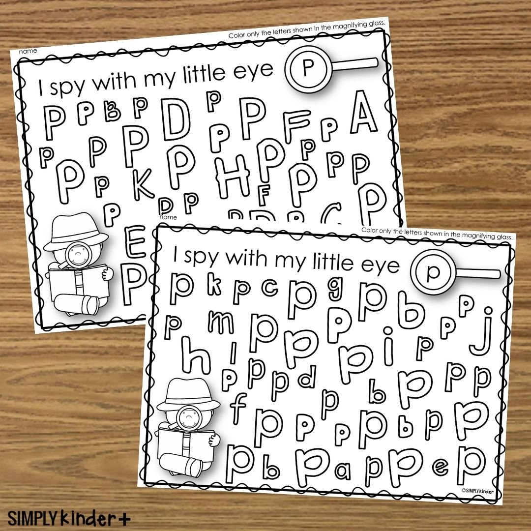 Letter P I Spy Activities - Simply Kinder + Printable Membership