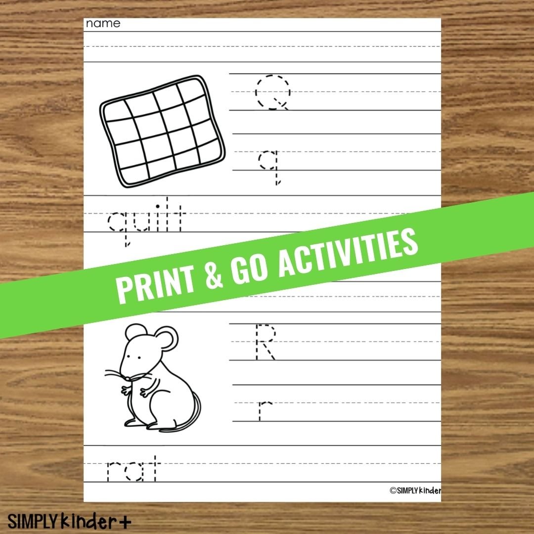 Letter Q and Letter R Quick Writes - Simply Kinder + Printable Membership