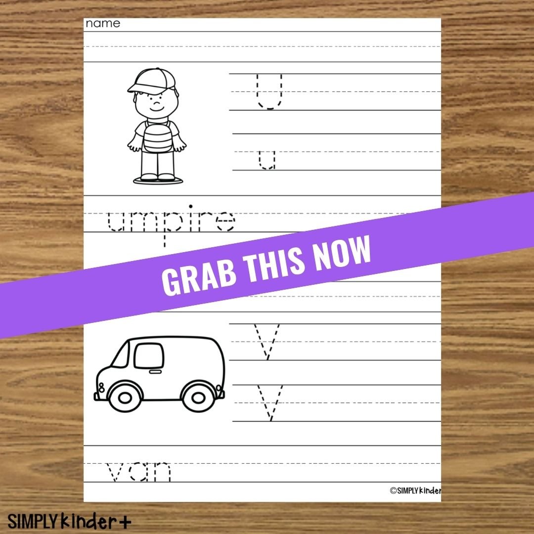 Letter U and Letter V Quick Writes - Simply Kinder + Printable Membership