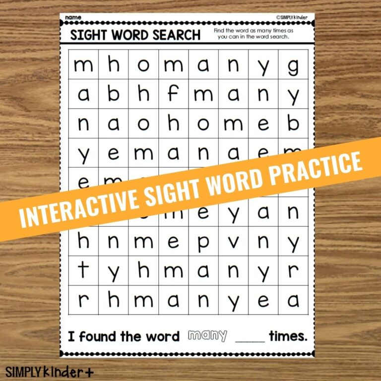 Many Sight Word Search - Fry, Dolch - Simply Kinder + Printable Membership