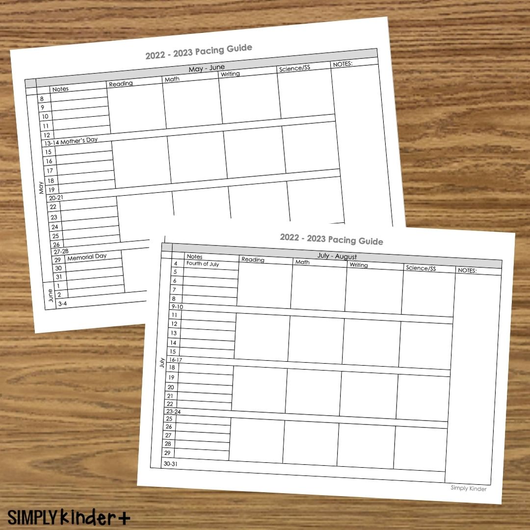 2022-2023 Editable Pacing Guide - Simply Kinder + Printable Membership