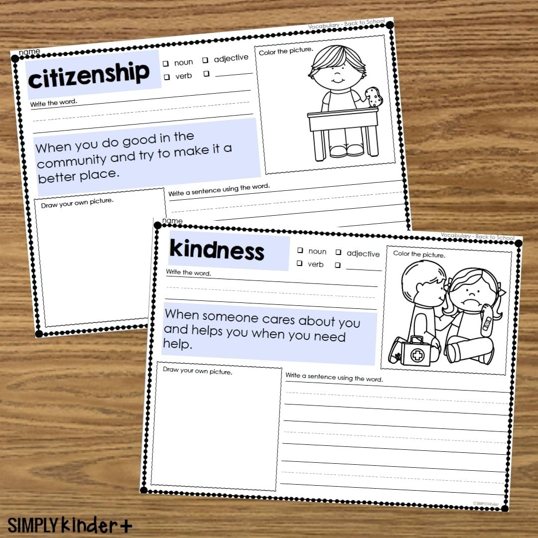 Back to School (Rules)Editable Vocabulary - Simply Kinder + Printable ...