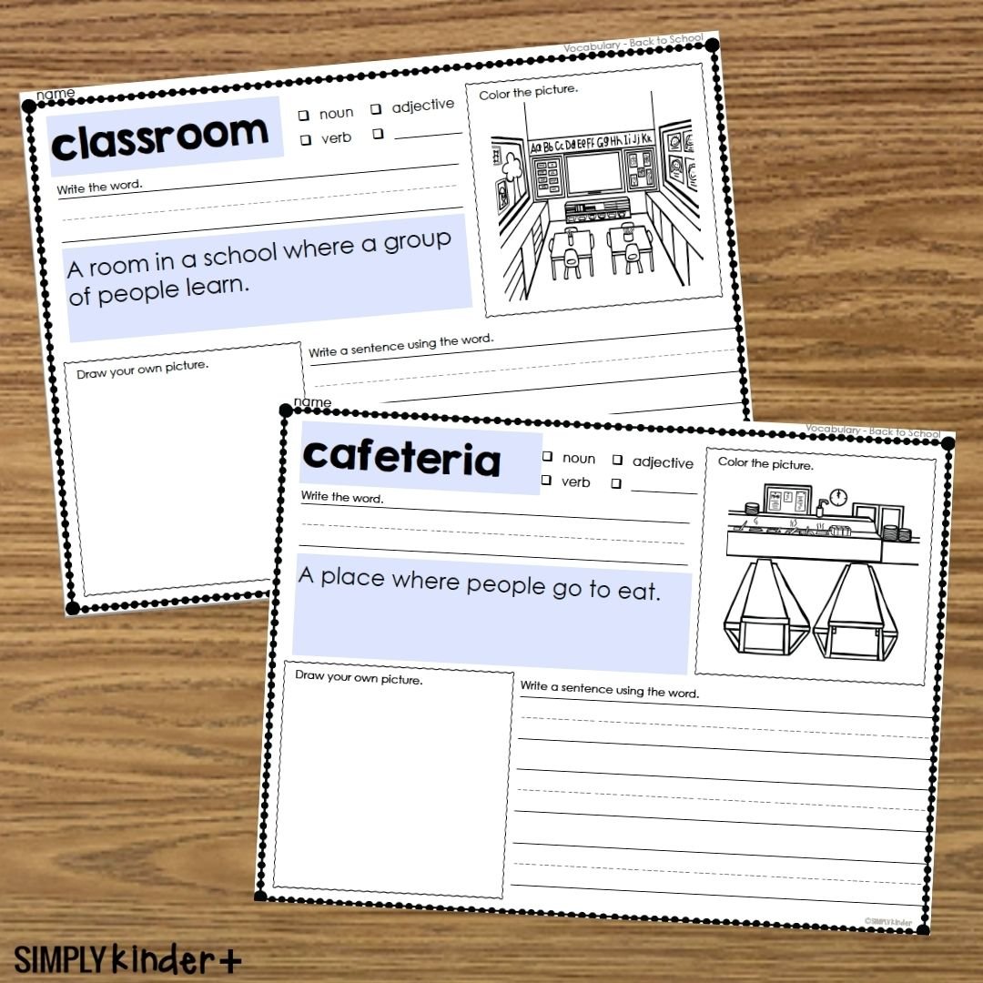 Back to School (School) Editable Vocabulary - Simply Kinder + Printable ...