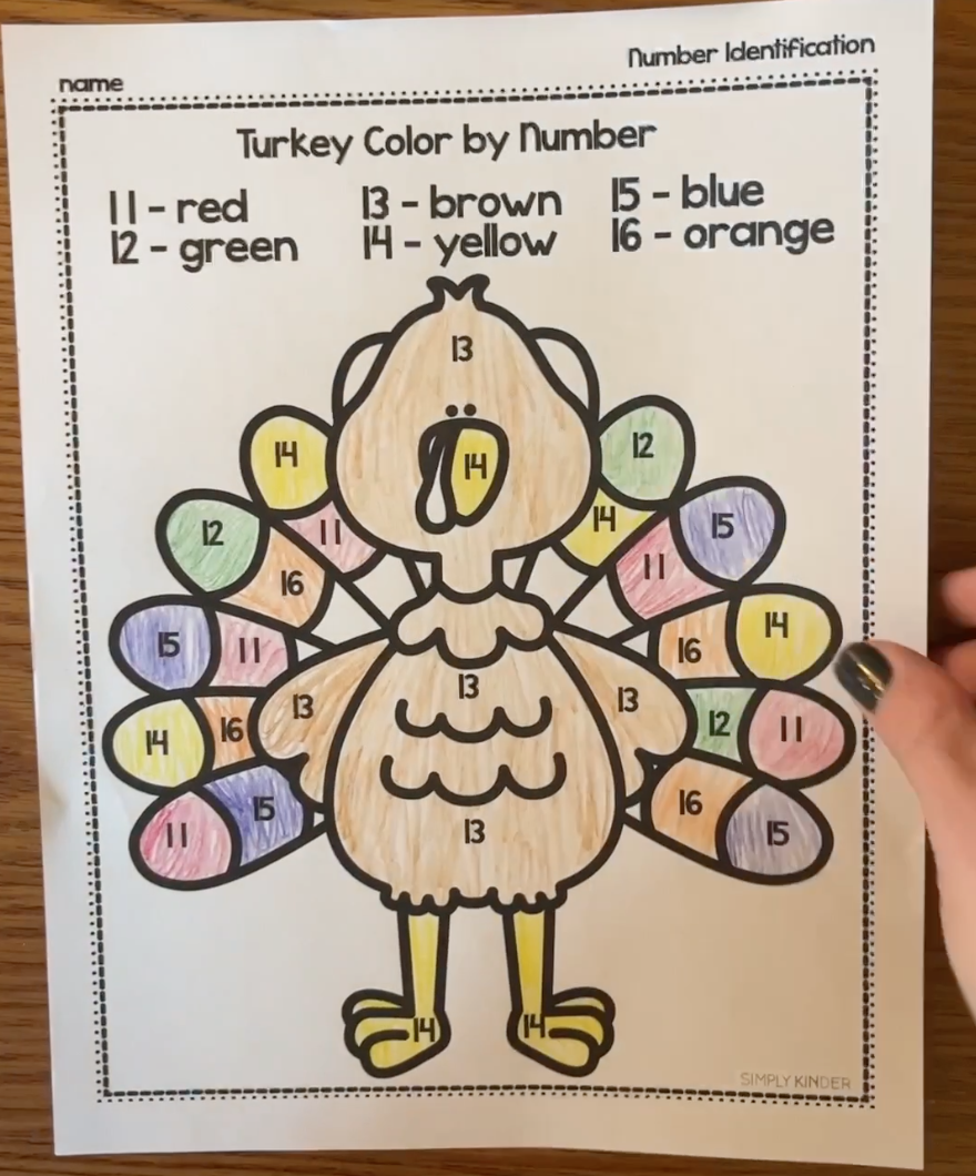 Turkey Color by Number- No-Prep Thanksgiving Printable - Simply Kinder ...