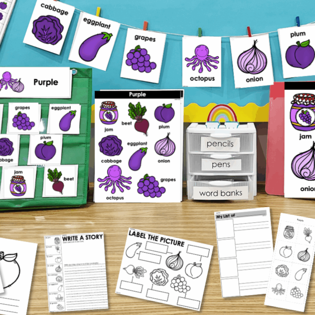 The Color Purple Word Bank Writing Center - Simply Kinder + Printable ...