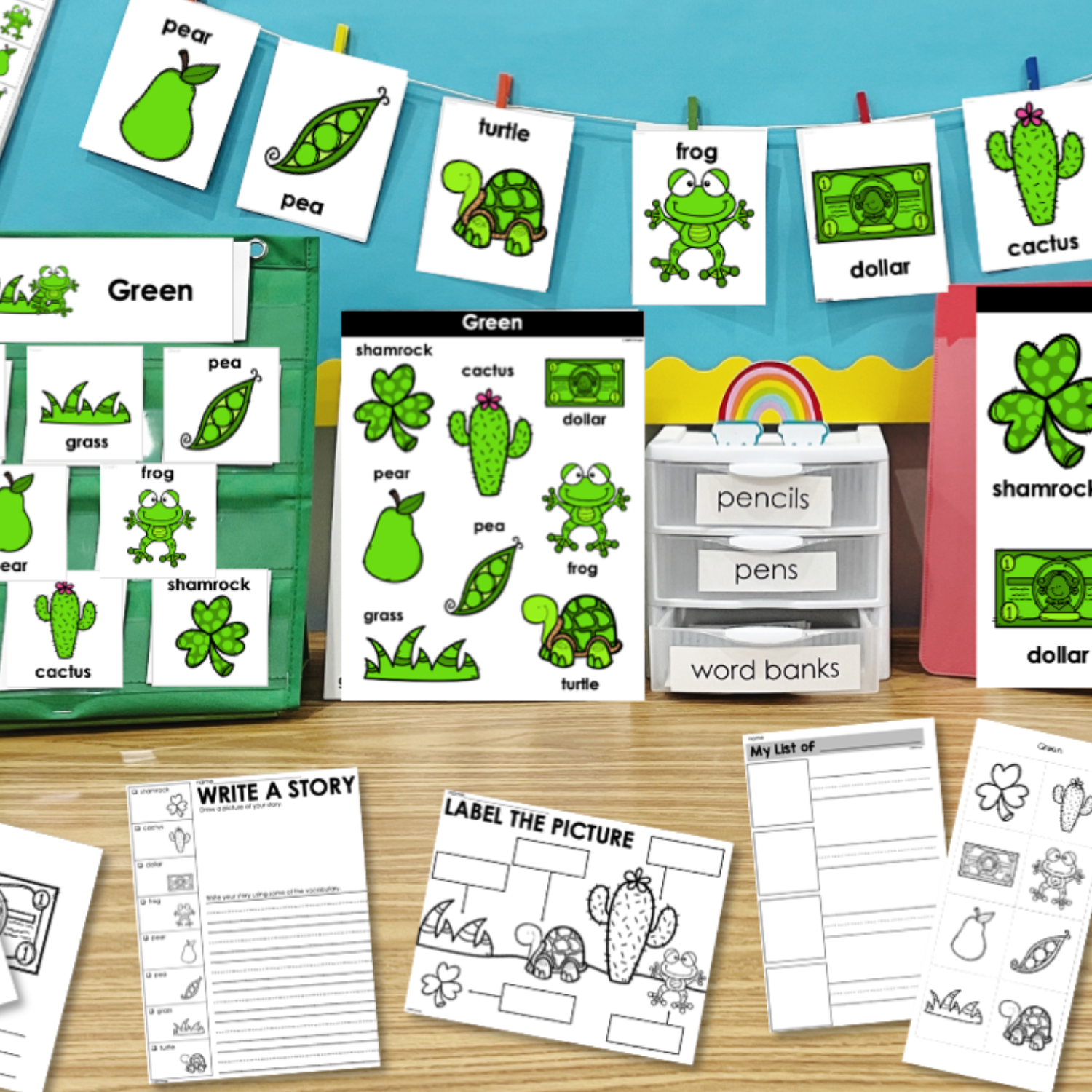 The Color Green Word Bank Writing Center - Simply Kinder + Printable ...
