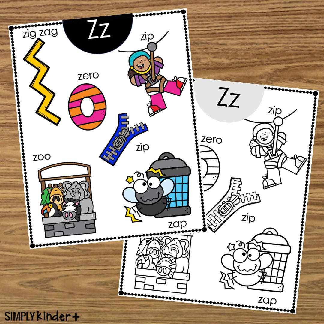 Letter Z Alphabet Poster - Simply Kinder + Printable Membership