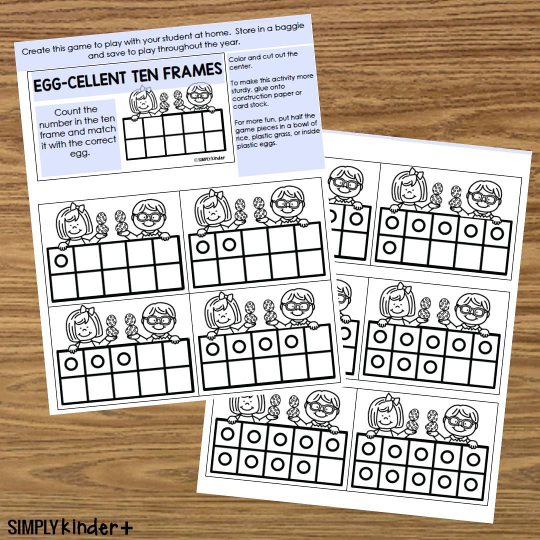 Egg-cellent Ten Frames Send Home Center - Simply Kinder + Printable ...