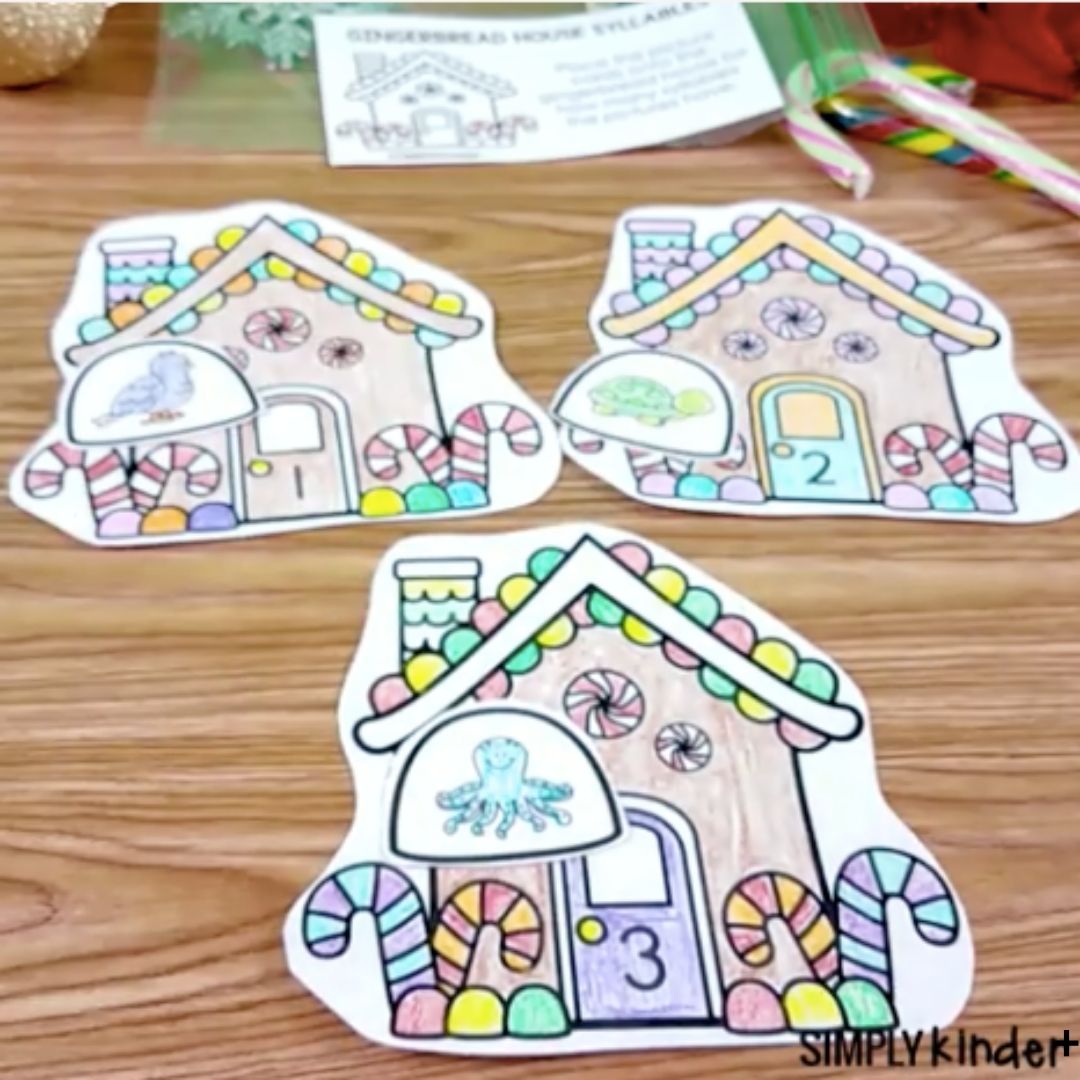 Gingerbread House Syllable Send Home Center - Simply Kinder + Printable ...