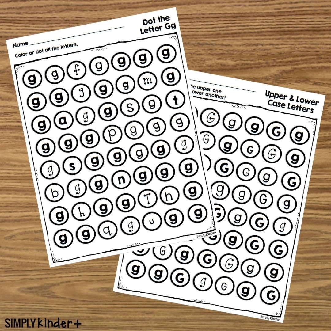 Letter G Dot Sheets - Simply Kinder + Printable Membership
