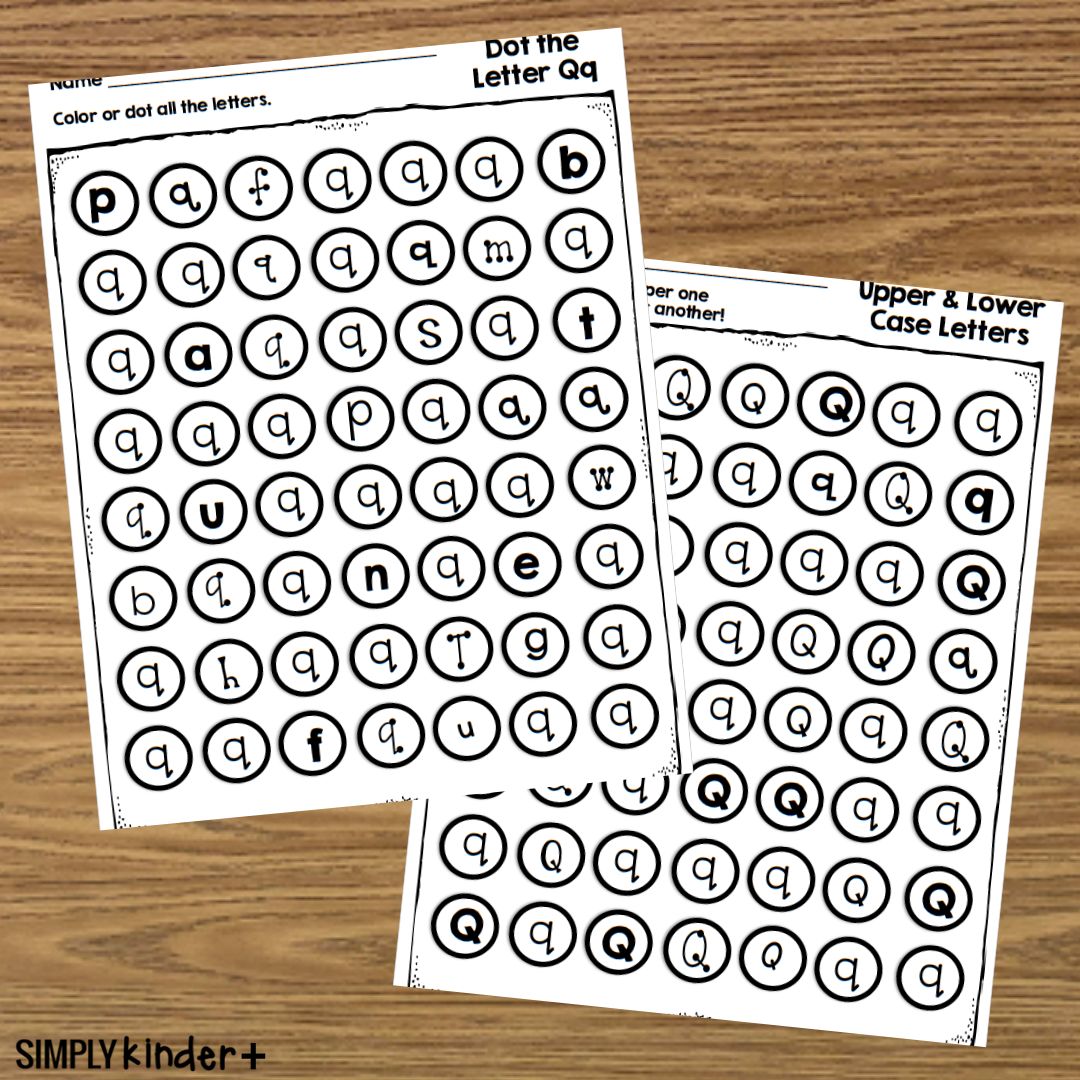 Letter Q Dot Sheets - Simply Kinder Plus