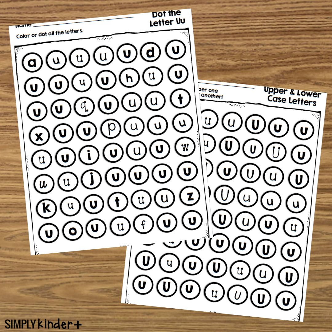 Letter U Dot Sheets - Simply Kinder + Printable Membership