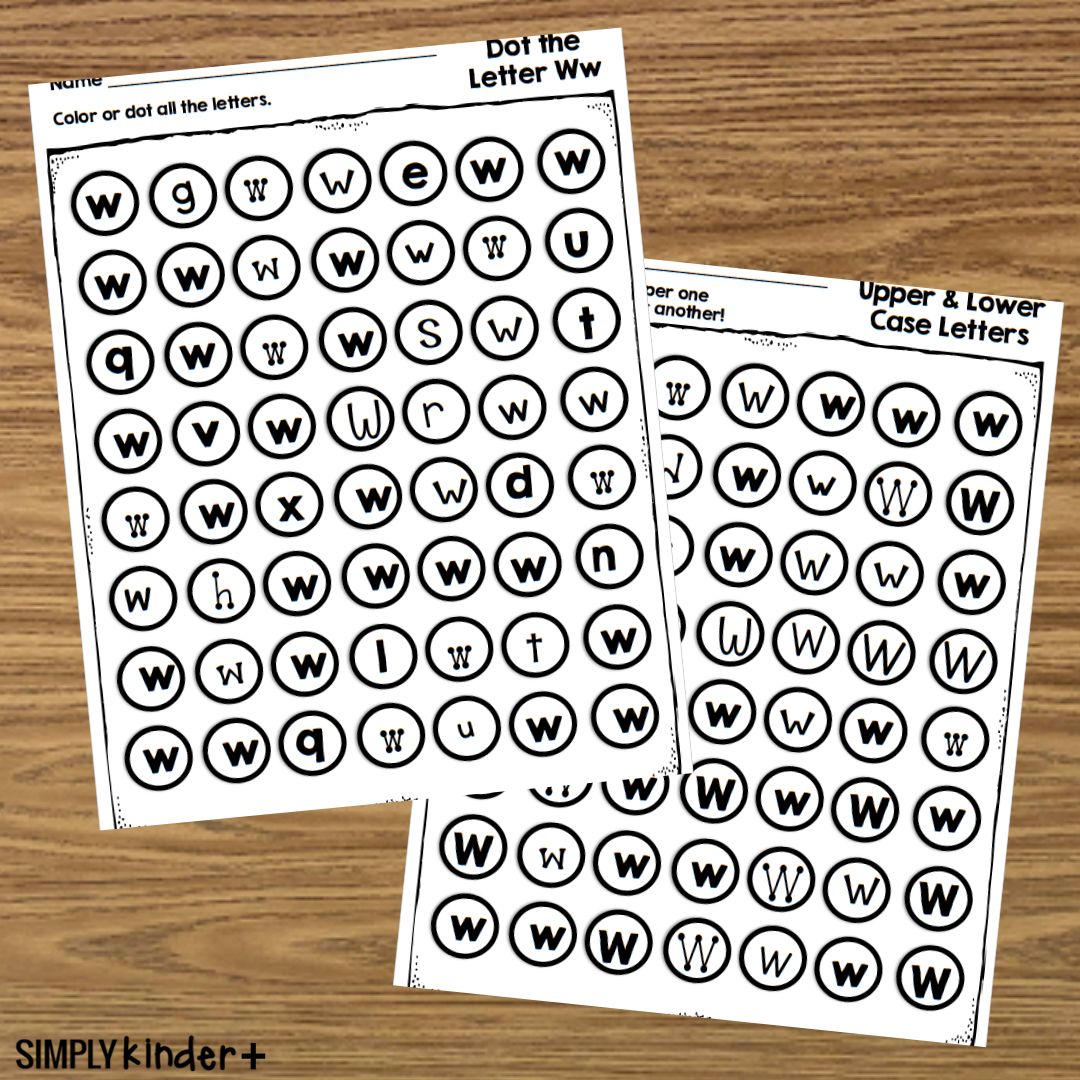 Letter W Dot Sheets - Simply Kinder + Printable Membership
