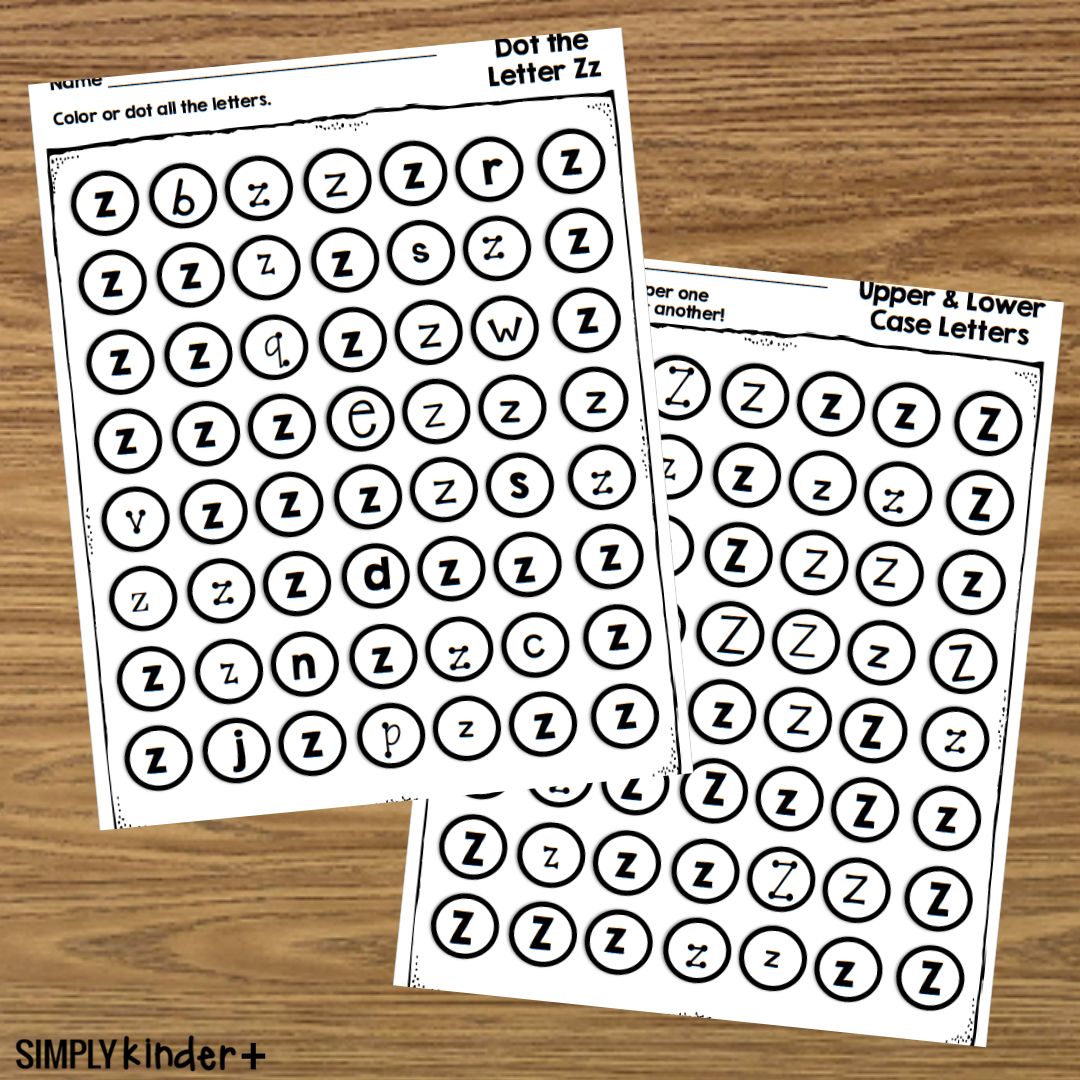 Letter Z Dot Sheets - Simply Kinder + Printable Membership