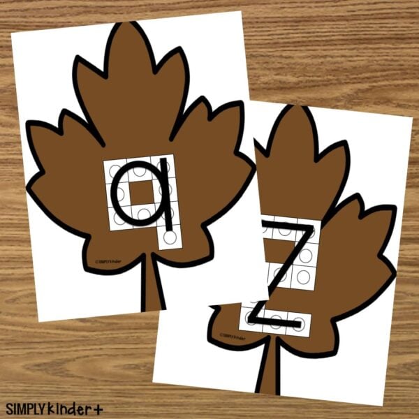 Lowercase Fall Leaves Alphabet Snap Block Cubes Center - Simply Kinder Plus