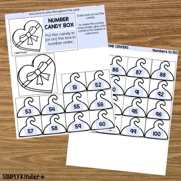 Candy Box Numbers 51 to 100 Clip Cards Send Home Center - Simply Kinder ...