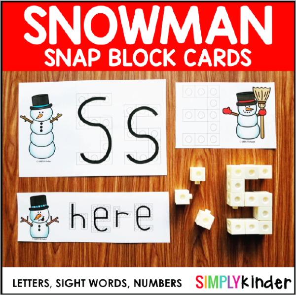 Snowman Snap Block Cubes Center - Simply Kinder + Printable Membership