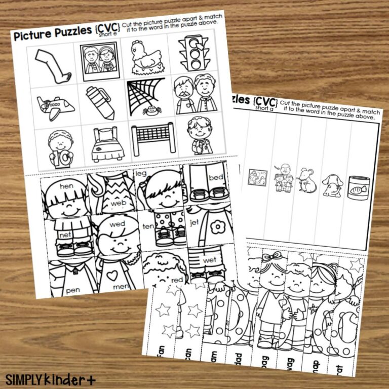 CVC Word Picture Puzzles - Simply Kinder + Printable Membership