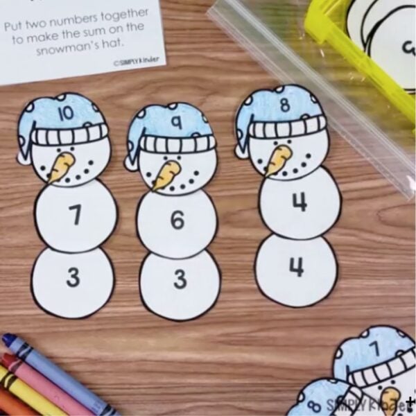 Snowman Addition Send Home Center - Simply Kinder + Printable Membership