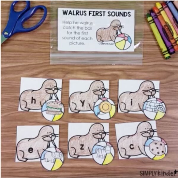 Walrus Initial Sound Send Home Center - Simply Kinder + Printable ...