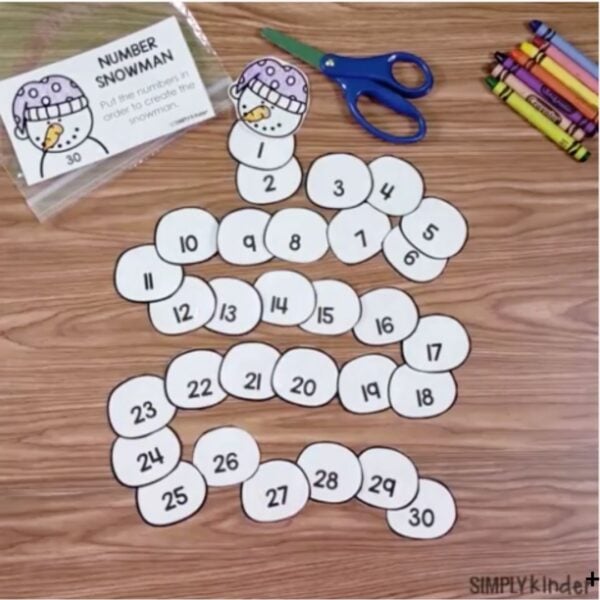Snowman Number Order Send Home Center - Simply Kinder + Printable ...