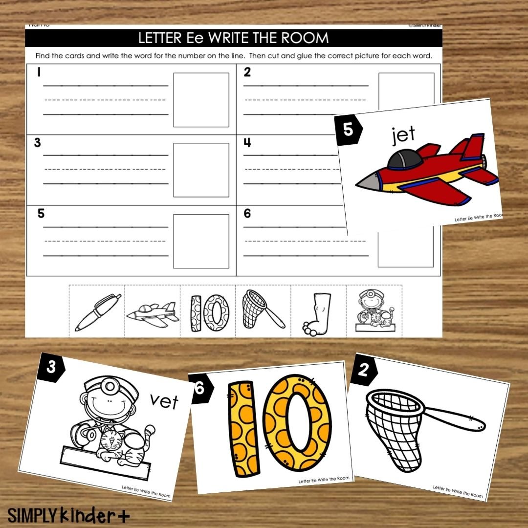 Letter E Write the Room - Simply Kinder + Printable Membership